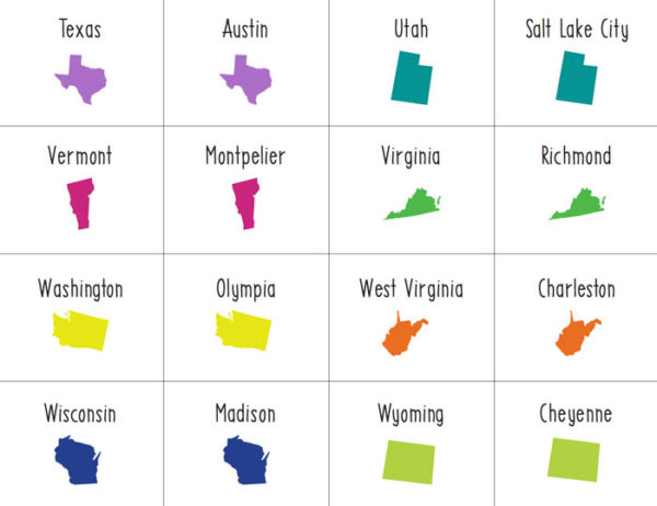 States and Capitals Matching Game - Uplifting Mayhem